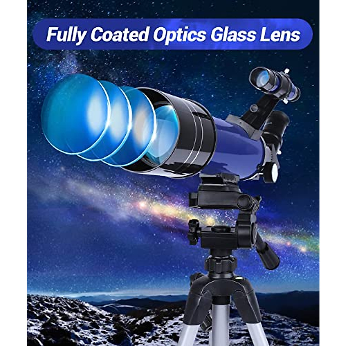 Telescope, Telescope for Kids Beginners Adults, 400mm AZ Mount 16X-200X Telescope, 70mm HD Refractor Astronomical Telescope with Adjustable Tripod, Backpack, Phone Adapter…