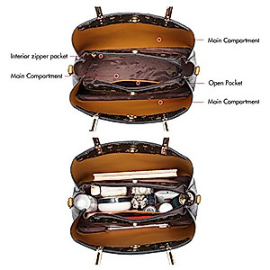 PVC Faux Leather Handbags for Women, Artificial Leather Ladies Top-handle Bags Women's Designer Satchel Handbags with Adjustable Shoulder Strap Womens Brand Signature Tote Purses and Handbags (Brown)