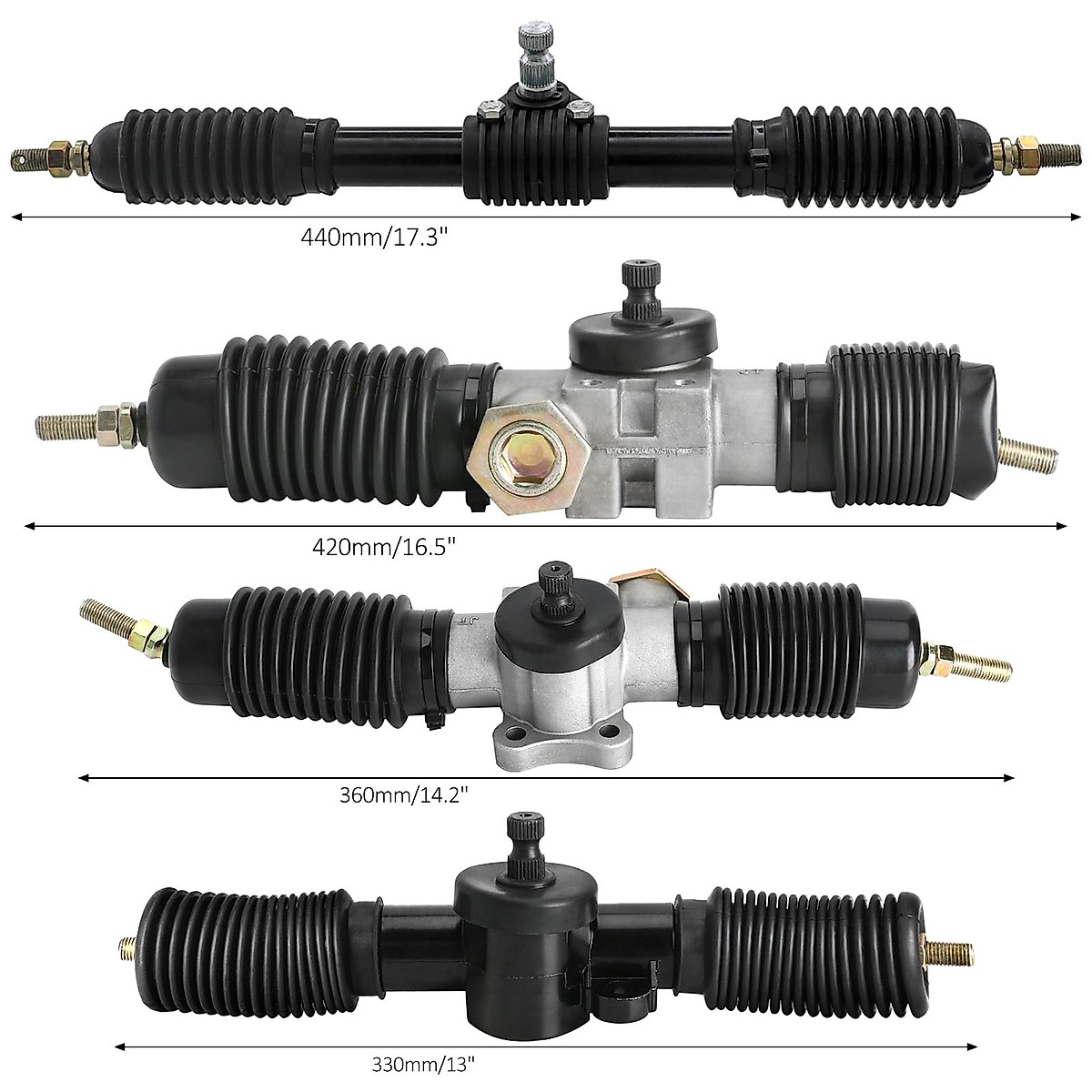 YC Yier 270mm Steering Wheel Steel Kit Gear Rack Pinion Adjustable Shaft Set DIY Parts for Go Kart Go Cart Golf Cart ATV UTV 110cc 125cc 140cc 150cc Buggy Drift Trike Off Road Kart (330mm Gear Rack)