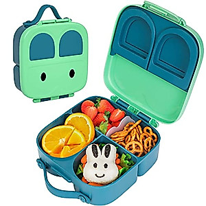 DIGTER Kids Bento Box with 4 Compartments and Removable Divider, Ideal Leak-Proof Toddlers Lunch Box Containers for School, BPA-Free(Green)