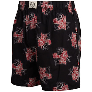 Lucky Brand Men's Boxer Shorts - 3 Pack Classic Cotton Woven Boxers for Men With Functional Fly, Relaxed Fit, Size Small, Plaid/Black Print/Red