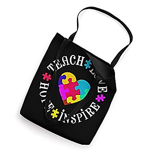 Teach Love Hope Inspire Autism Awareness Autism Teacher Tote Bag