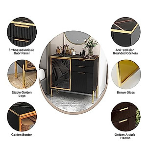 scolyk Buffet Cabinet with Storage:Black Cabinet with Drawers,Farmhouse Coffee Bar Cabinet with Storage,Black Buffet Cabinet,Kitchen Sideboard Cabinet