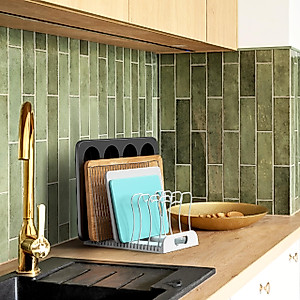 Simple Houseware 7 Compartments Adjustable Pan Organizer, White