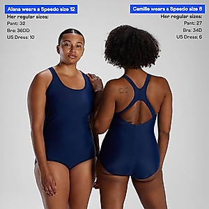 Speedo Women's Swimsuit One Piece PowerFlex Ultraback Solid,Speedo Navy,16