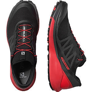 Salomon Sense Ride 4 Trail Running Shoes for Men, Black/Goji Berry/Phantom, 12