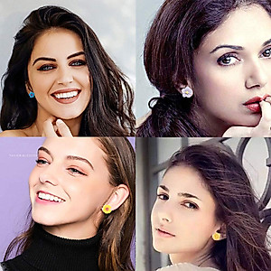 Spiritlele Flower Magnetic Earrings Set Clip on Non Piercing Fake Stud Earrings Pack for Women