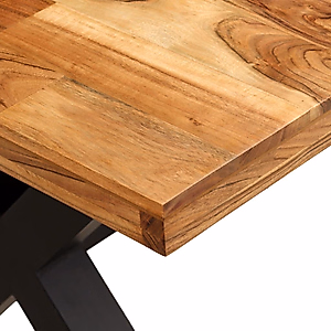 GOLINPEILO Wooden Dining Table, Kitchen Table Solid Acacia and Mango Wood 70.9"x35.4"x29.9" -AA
