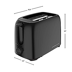 Ovente Electric 2-Slice Toaster Machine, 700W with 6-Shade Toast Setting, Removable Crumb Tray, Compact and Easy to Use, Perfect on Kitchen Countertop for Toasting Bread, Bagel & Waffle, Black TP2210B