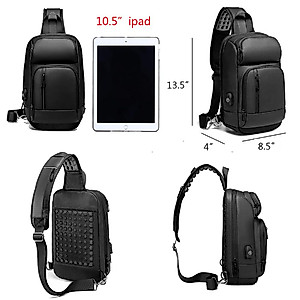 TUCUXY Sling Backpack for Men Cross Body Shoulder Bag with USB Waterproof Lightweight 10.5 Inch