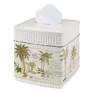 Avanti Linens - Tissue Box Cover, Tropical Inspired Bathroom Accessories, Decorative Cover for Bathroom or Kitchen (Colony Palm Collection)
