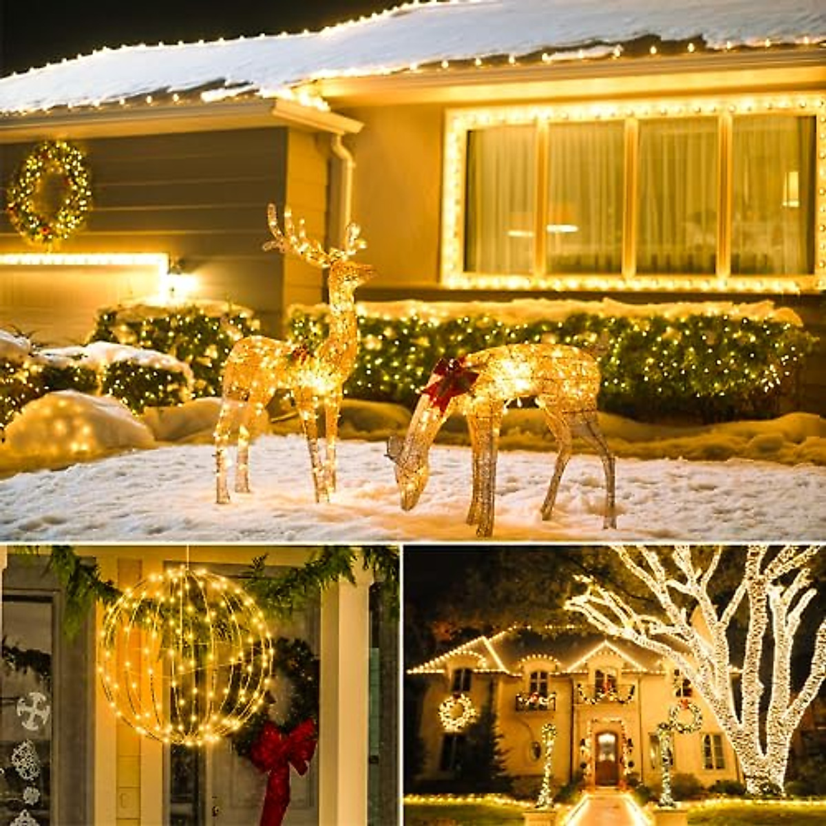 Mlambert 3 Pack 33FT Fairy String Lights Battery Operated with Remote and Timer, 100 LED Dimmable Waterproof Silver Wire 8 Modes Twinkle Lighting for Bedroom Indoor Outdoor Christmas Decor-Warm White