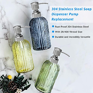 MroMax 304 Stainless Steel Soap and Lotion Dispensers Replacement Pump for 28/400 Bottles Jars,Bathroom Screw Lotion Pump Head, Silver 2Pcs