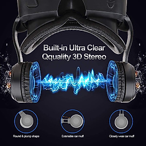 VR Headsets, Virtual Reality Headsets, Vr Headsets Compatible with iPhone & Android Phone(4.7"-6.53"),New Goggles Comfortable Adjustable with Case -Gift for Kids and Adults