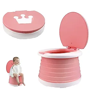Kid Portable Potty Folding Toilet: Toddler Travel Potty Folding Toilet with 15Pcs Cleaning Bags Foldable Potty Seat for Car Camping Park - Portable Potty for Toddler Travel