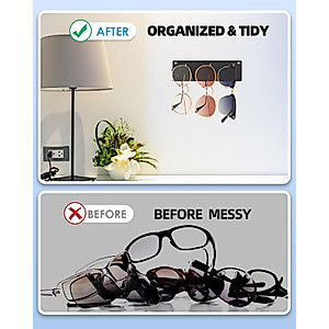 MaxGear Sunglasses Organizer 3 Pack, Wall Glasses Holder, Acrylic Sunglasses Display, Eyeglass Organizer for Multiple Glasses for Office & Home Decor, Unique Gifts for Husband, Women & Girls, Black