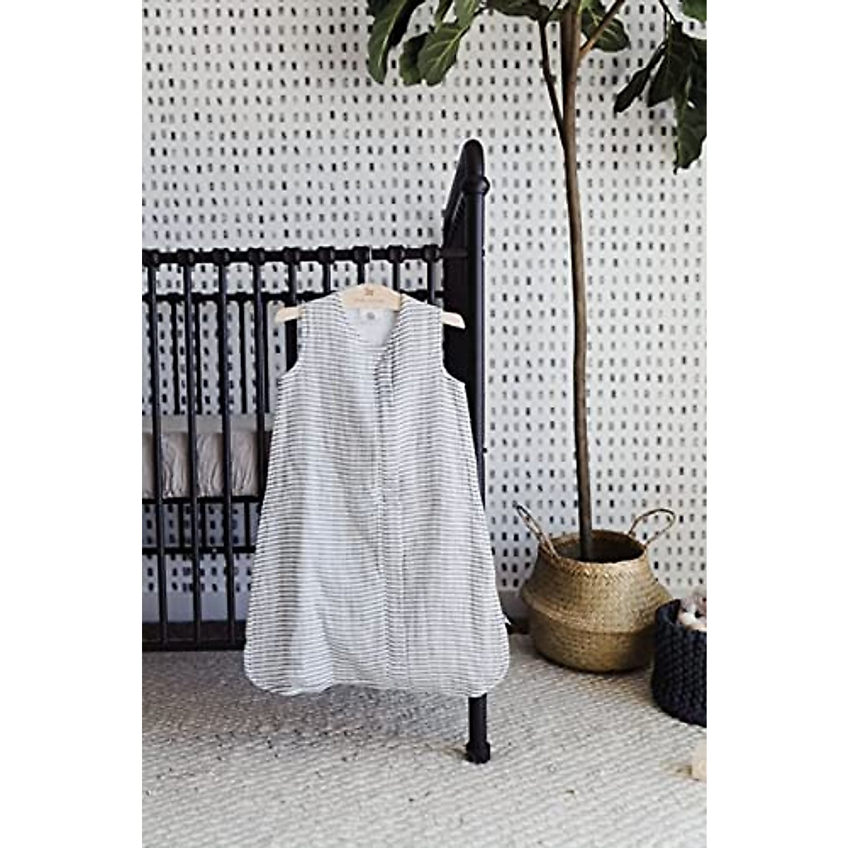 Little Unicorn – Grey Stripe Cotton Muslin Sleep Bag | 100% Cotton | Super Soft and Lightweight | Baby | Size Medium: 6-12 Months | Machine Washable | 1.1 TOG