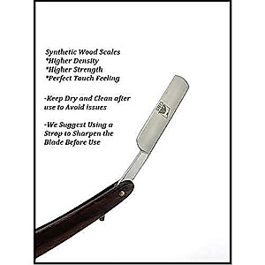 G.B.S Mahogany Wood, Shave Ready Straight Razor, Leather Strop Made with Cow Hide Leather Steel Clamp, Wooden Handle