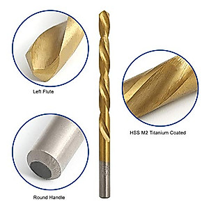COMOWARE Left Hand Drill Bit Set, 13 Piece | M2 HSS with Titanium Nitride Coating | SAE (1/16" - 1/4")