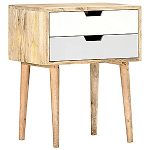Side Table with Drawers, Furniture Small Space, Modern nightstand end Table, Bedside Cabinet 18.5"x13.8"x23.2" Solid Mango Wood Suitable for Living Room, Bedroom Bedside.