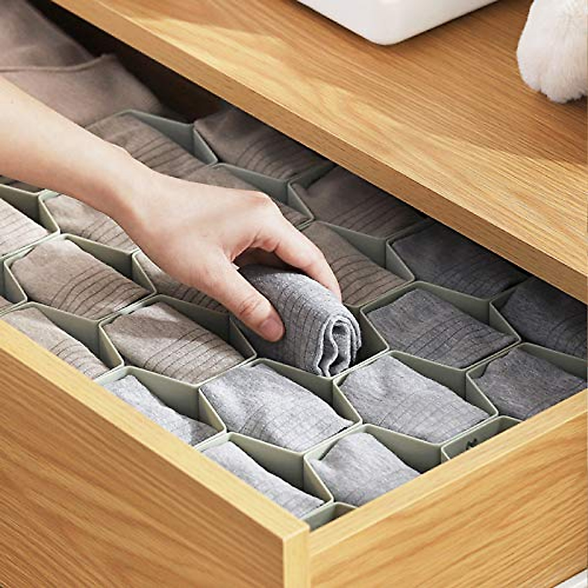 Kocuos Honeycomb Separator Adjustable Drawer Organizer Divider for Underwear Belt-Scarf Socks Organizer (Pink)