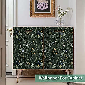 Cismmy Floral Removable Peel-and-Stick Wallpaper - Vintage Boho Design for Bedrooms, Bathrooms, Cabinets - Renter-Friendly, Easy Install, 118" x 17.7"