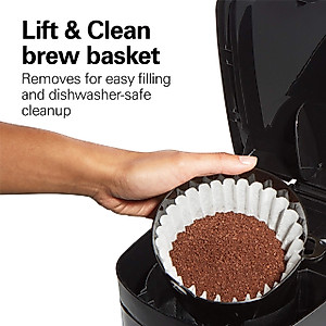 Hamilton Beach 12 Cup Programmable Drip Coffee Maker with 3 Brew Options, Glass Carafe, Auto Pause and Pour, Black Stainless (46293)