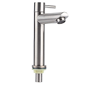 Haofy Sink Faucet, Single Handle Water Faucet, Single Cold Kitchen Faucet with Pull Down Brushed, Commercial Modern rv Stainless Steel Kitchen Faucets(Flat Single Cold Faucet)