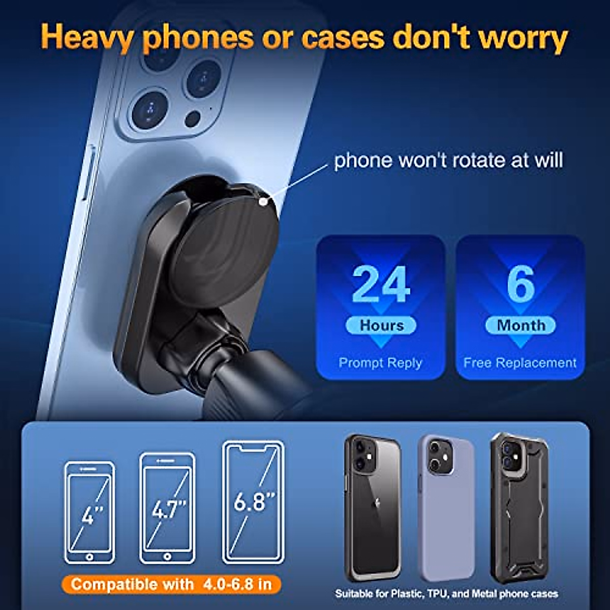 pop-tech Car Vent Phone Mount for Socket Grip, Air Vent Clip Phone Holder Compatible with Magsafe Wallet Black & iPhone Samsung Card Holder, Cell Phone Stand with Sticky Adhesive
