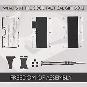 DONWORD Minimalist Wallet for Men RFID Blocking Aluminum Wallet Carbon Fiber Card Case Metal Wallet Minimalist Front Pocket Card Holder Cash Strap Mens Wallet (Army Green)