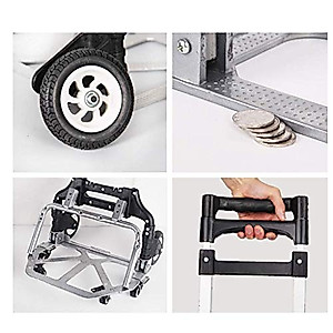 NEOCHY Trolleys,Shopping Cart Aluminum Alloy Trolley Car Foldable Portable Luggage Cart Trailer Telestrolley Car Cart Grocery Cart/Black