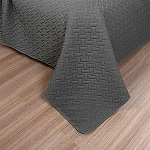 EMME Queen Quilt Bedding Set, Lightweight Bedspread,Pre-Washed Microfiber Bed Coverlet, 3 Piece, Summer Reversible Full Quilt Sets with 2 Pillow Shams(Grey, 90"x90")