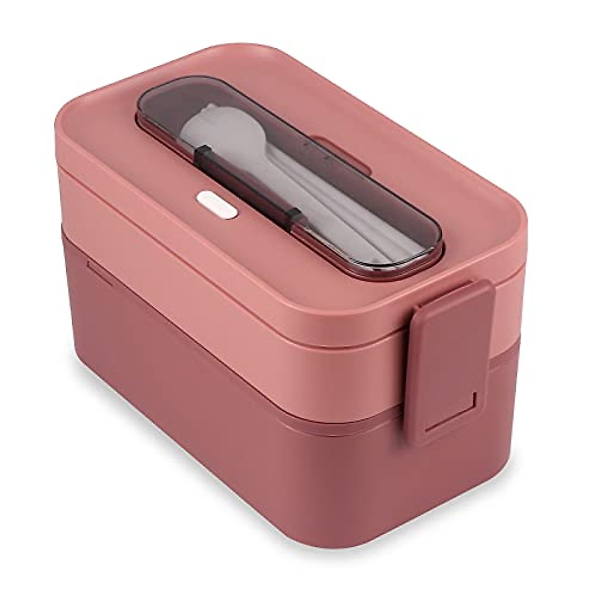 NatraProw Bento Lunch Box for Adults, 2 Layers Stackable Lunch Container, 1600ml Large bento Box for Adults, Built-in Utensils, Microwave Safe Bento Boxes, Leakproof, BPA Free, Pink