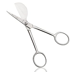 ONTAKI Applique Scissors 4.5" With Duckbill Edge Shaped Paddle For Art, Crafting, Fabric, Thread, Needlework and Embroidery - Versatile Miniature Scissors For Sewing Kit (Silver 4.5”)