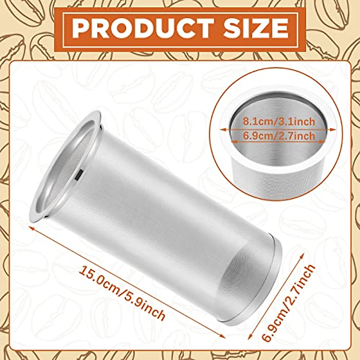 2 Pcs Cold Brew Coffee Filter 2 Quart Coffee Tea Infuser Stainless Steel Mesh Filter Mason Canning Jar Coffee Filter Reusable Mesh Coffee Filter for Wide Mouth Mason Canning Jar and Iced Tea Maker