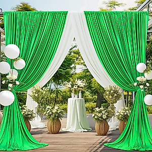 10x10 Green Backdrop Curtain for Parties Baby Shower Wrinkle Free Green Photo Curtains Backdrop Drapes Fabric Decoration for Birthday Party 5ft x 10ft,2 Panels