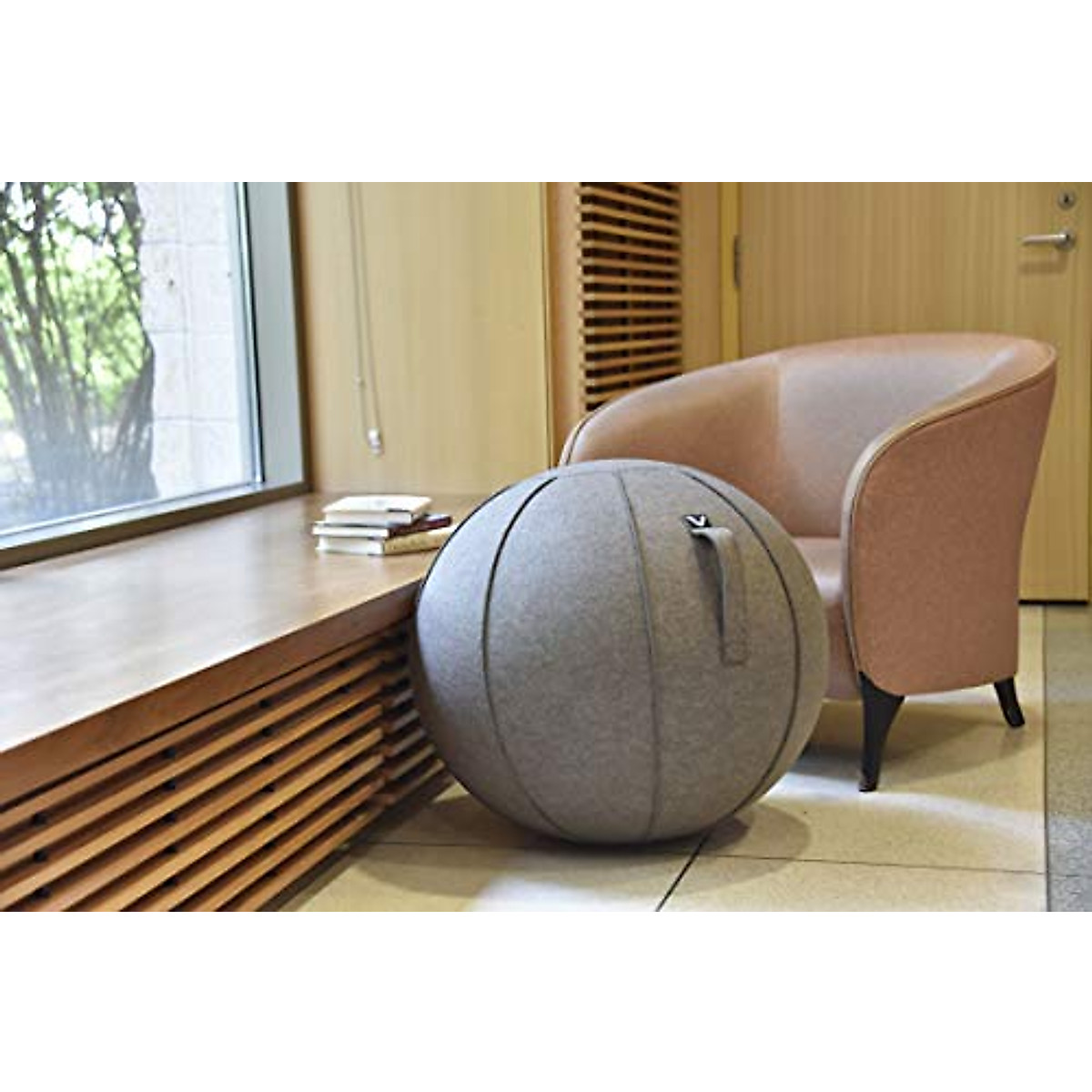 Vivora Luno - Sitting Ball Chair for Office and Home, Lightweight Self-Standing Ergonomic Posture Activating Exercise Ball Solution with Handle & Cover, Classroom & Yoga, Standard