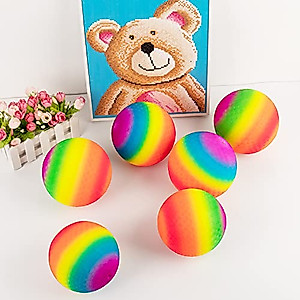 Homotte 6 Pcs Rainbow Playground Balls for Kids, 5 Inch Small Kickball Dodgeball Handball Set for Indoor & Outdoor Activities with Hand Pump