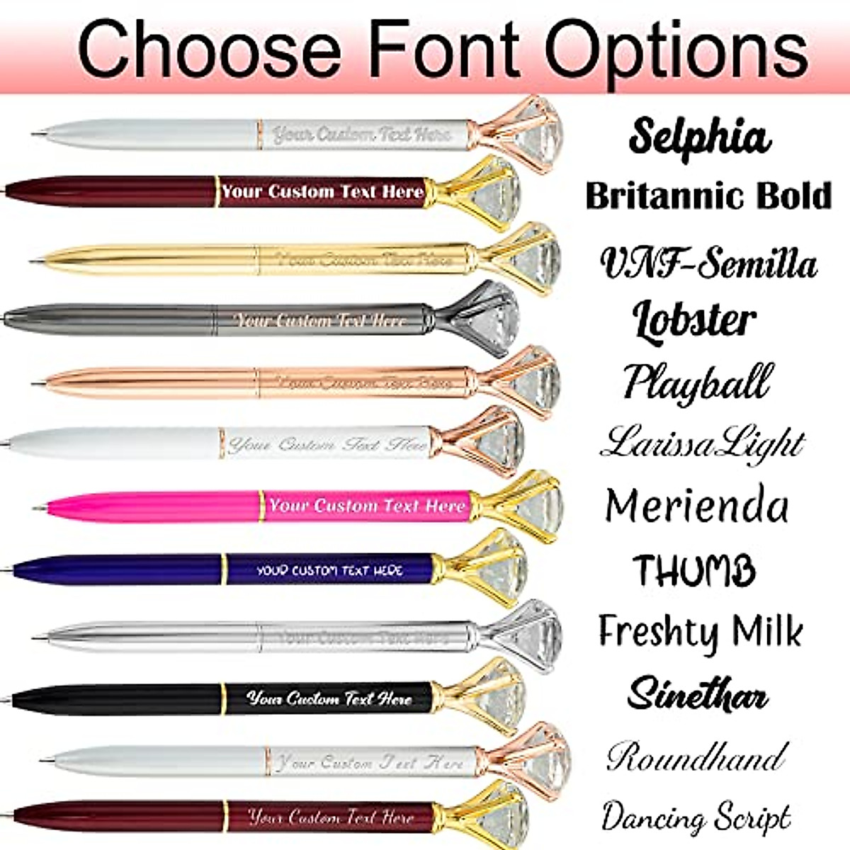 FwSYouMAI 1 PCS Diamond Pen with Crystal,Personalized Pens Bulk with Name Free Engraving,Custom Diamond Ballpoint Pens,Rose Gold Ink Stylus,Gift for Girls,Women,Wedding,Birthdays-Rose Gold