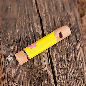 Fartime 4-Piece Set Wood Slide Whistle Toy, Colorful, Lovely Design, Children's Fun Music Toys, 7.5 inches
