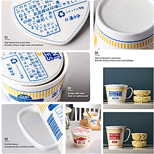 Hanghaijia Instant Noodle Bowl Ceramic with Cover, Creative Ramen Soup Bowl Mug Cover Student Lunch Box Bowl (Color : Red, Size : M)