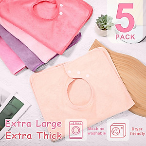Hercicy 5 Pcs Full Coverage Toddler Bibs Baby Bibs Terry Cloth Absorbent Baby Bibs Large Pullover Towel Bibs with Snap (Cute)
