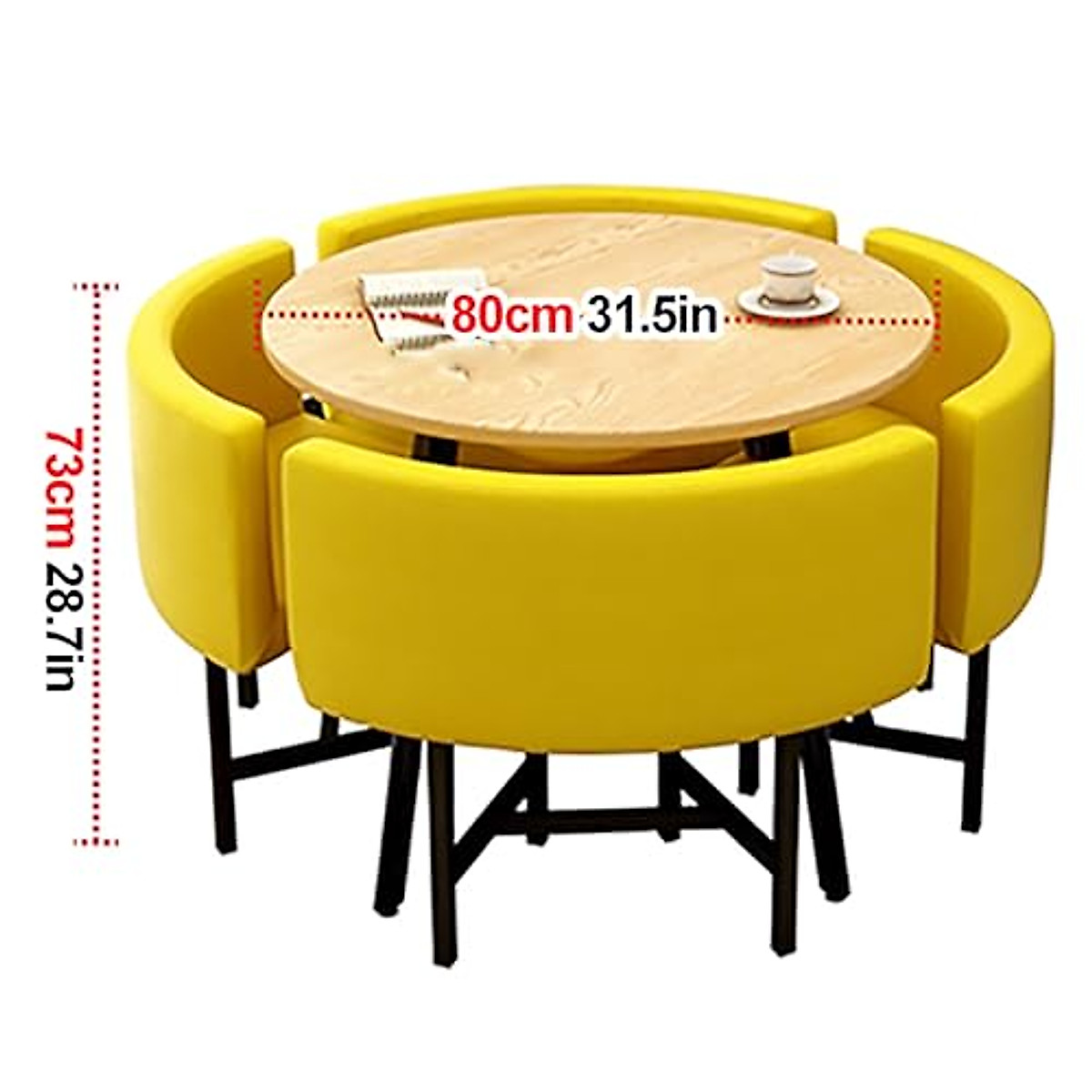 Round Dining Table And Chair Set,Round Dining Table And Upholstered Chairs For Four Person,Table Office Conference Table,Balcony Table,Office Conference 80cm,Bedroom Cafe Hotel Corridor Apartment ( Co