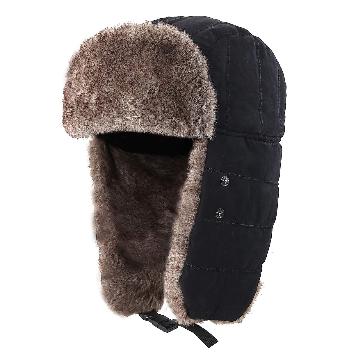 Connectyle Outdoor Trooper Trapper Hat Warm Winter Hunting Hats with Ear Flaps Mask Aviator Hat Black