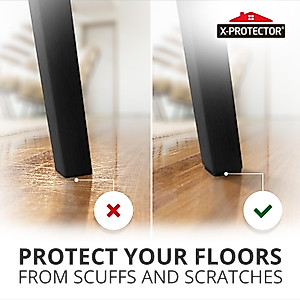 X-PROTECTOR Felt Furniture Pads - 48 PCS 1" - Felt Pads Floor Protectors - Chair Felt Pads - Felt Pads for Furniture Feet - Furniture Pads for Hardwood Floors - Protect Your Floors! (Black, Square)