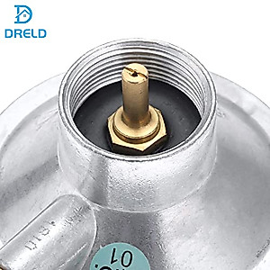 DRELD Low Pressure One Pound Adjustable Propane Tank Gas Regulator Knob, Table Top Control Valve with 1/4" Quick Barb Connection and 1"-20 Female Throwaway Cylinder Thread Inlet