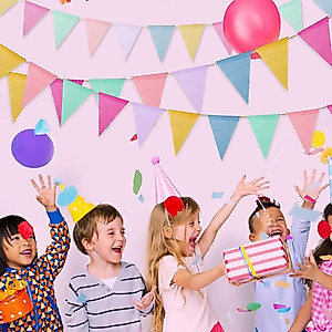 36 Flags Imitated Burlap Pennant Banner Flags, Pastel Fabric Triangle Rainbow Flag for Birthday Classroom Christmas Valentines Baby Shower Graduation Rustic Boho Spring Holidays Party Decorations