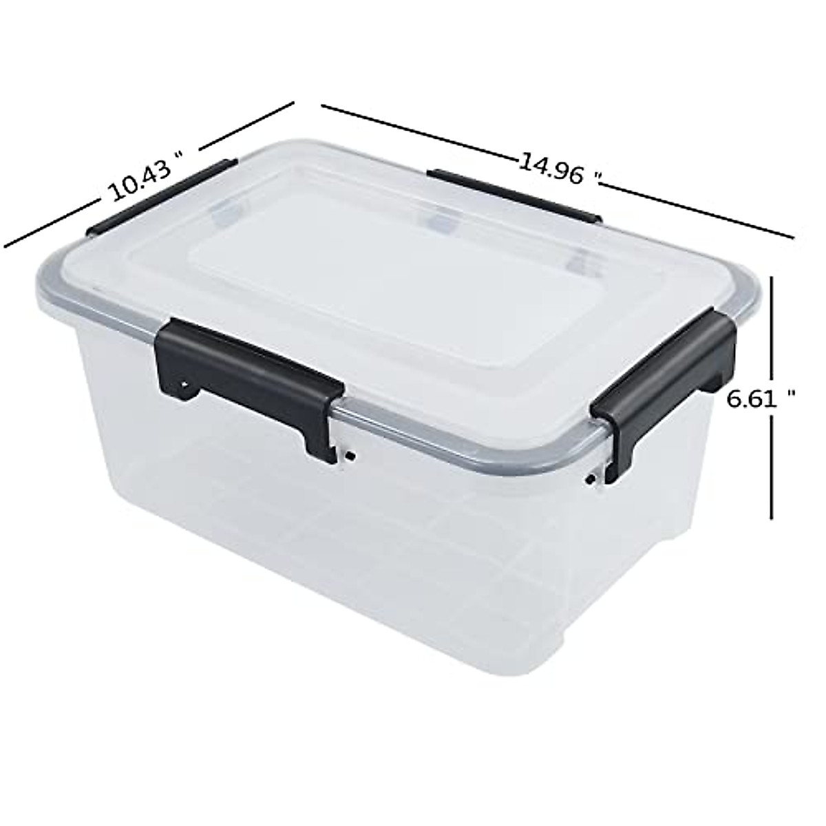 Sosody 12 Quart Clear Storage Latching Box, Plastic Latch Box with Lid, 6-Pack