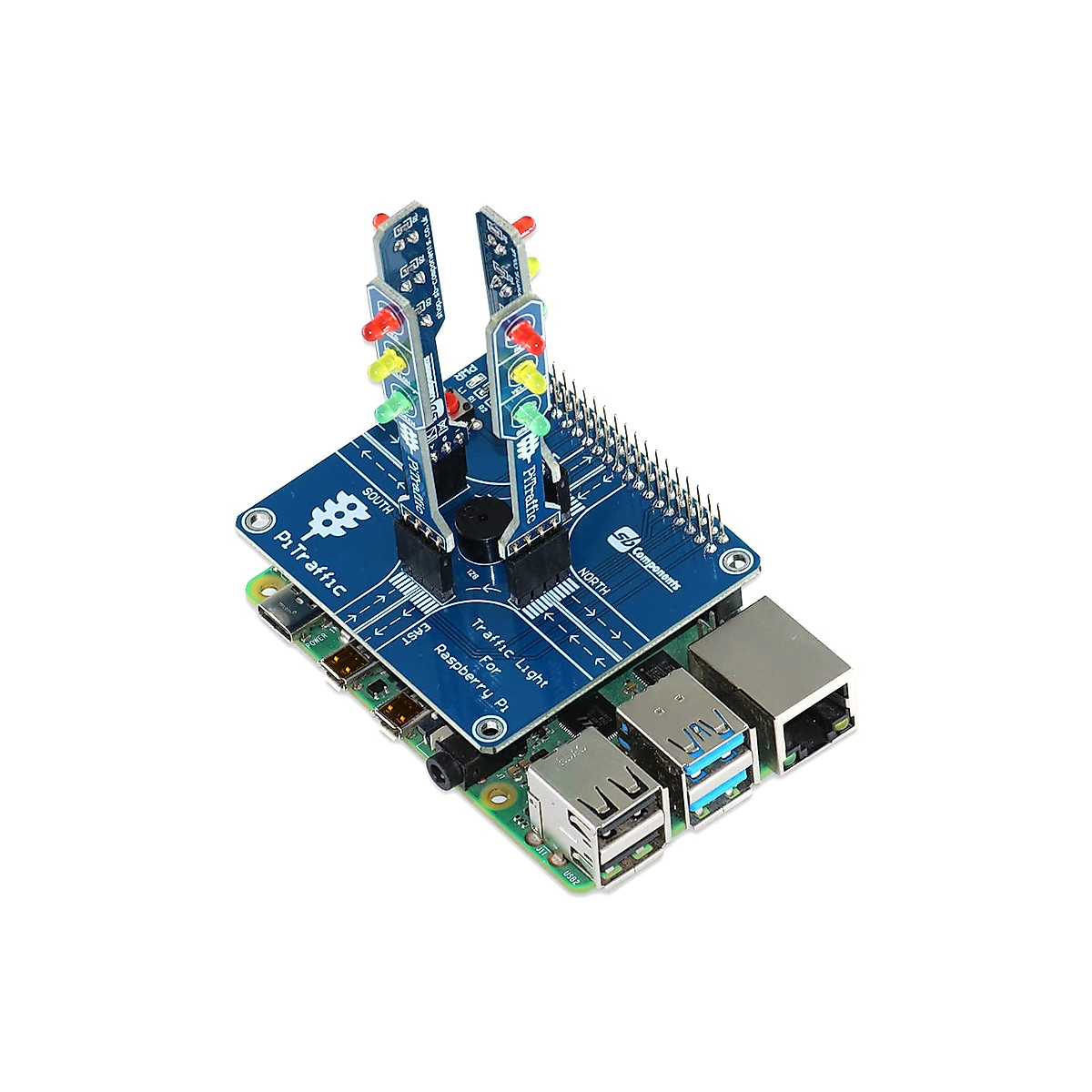 sb components PiTraffic Educational Traffic Light Add on Shield HAT for Raspberry Pi 4, 3, 2 and Zero