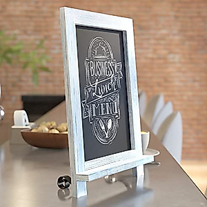 HBCY Creations Rustic Blue Wood Tabletop Chalkboard with Legs/Vintage Wedding Table Sign/Small Kitchen Countertop Memo Board/Antique Wooden Frame (9.5” x 14” Inches) (Rustic Blue)